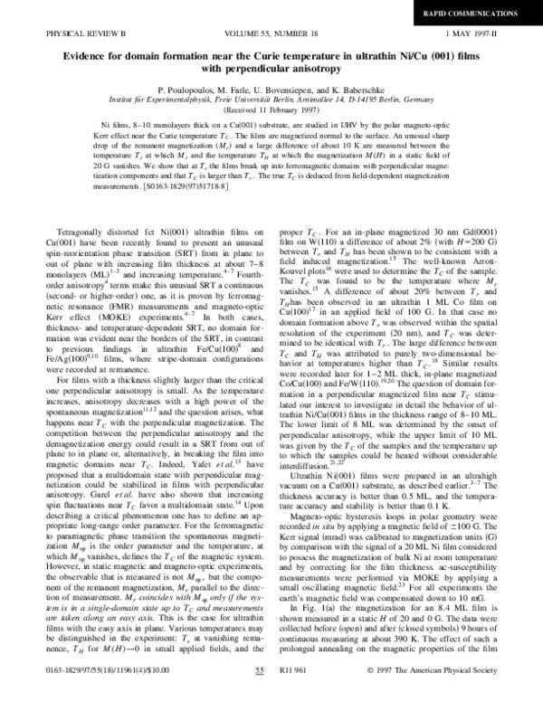(PDF) Domain Formation in Ni/Cu Films Near Curie Temp