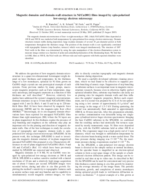 (PDF) Magnetic domains and domain-wall structure in Ni/Cu(001) films ...