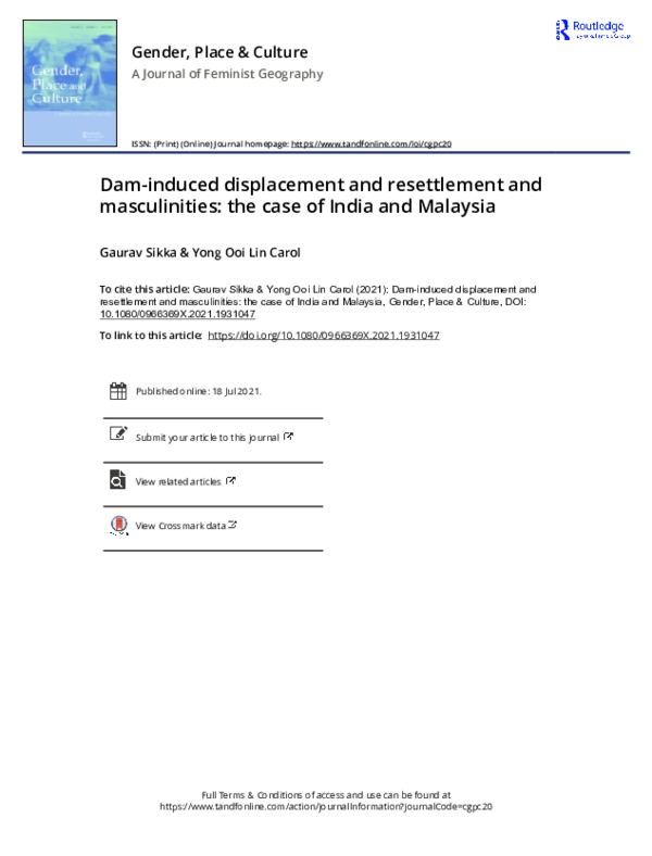 (PDF) Dam-induced displacement and resettlement and masculinities: the ...