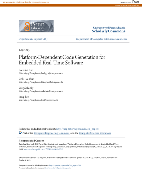 Pdf Flexible Code Generation For Embedded Systems Using Aadl