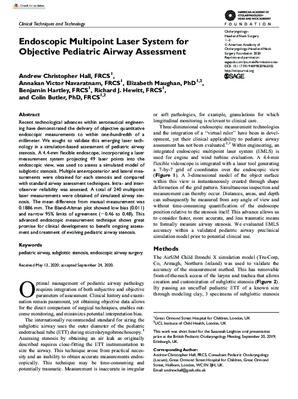 (PDF) Endoscopic Multipoint Laser System for Objective Pediatric Airway ...
