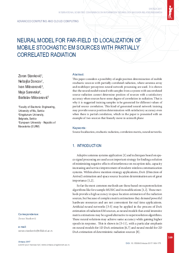 (PDF) Neural Model for Far-Field 1D Localization of Mobile Stochastic EM Sources with Partially ...