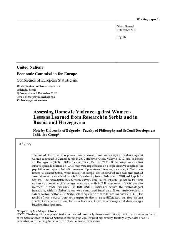 (PDF) women Assessing Domestic Violence against Women-Lessons Learned ...
