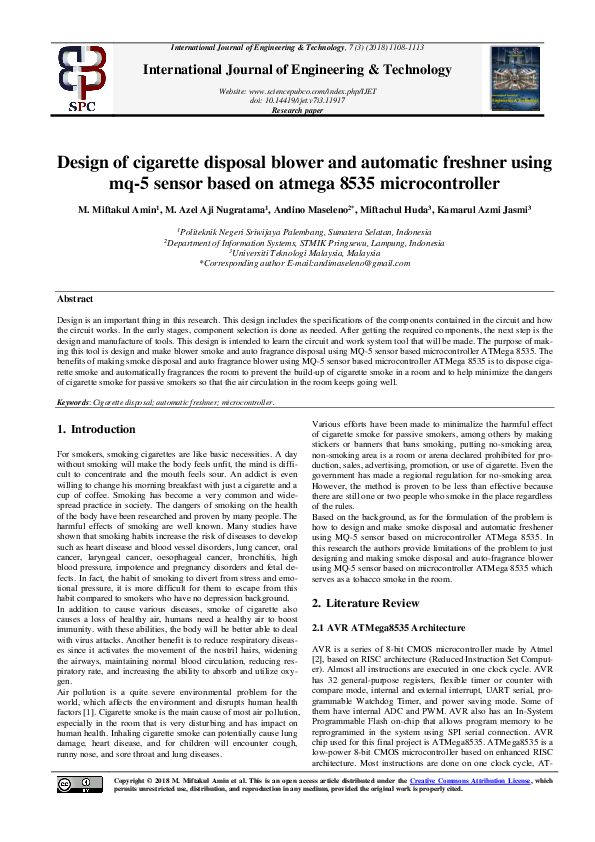 (PDF) Design of cigarette disposal blower and automatic freshner using ...
