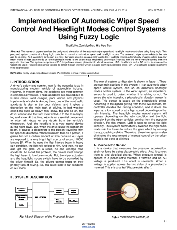 (PDF) Implementation Of Automatic Wiper Speed Control And Headlight Modes Control Systems Using ...