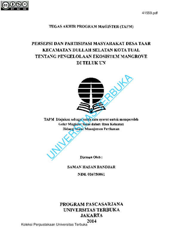 (PDF) Persepsi dan Partisipasi Masyarakat Desa Taar Kecamatan Dullah Selatan Kota Tual Tentang ...
