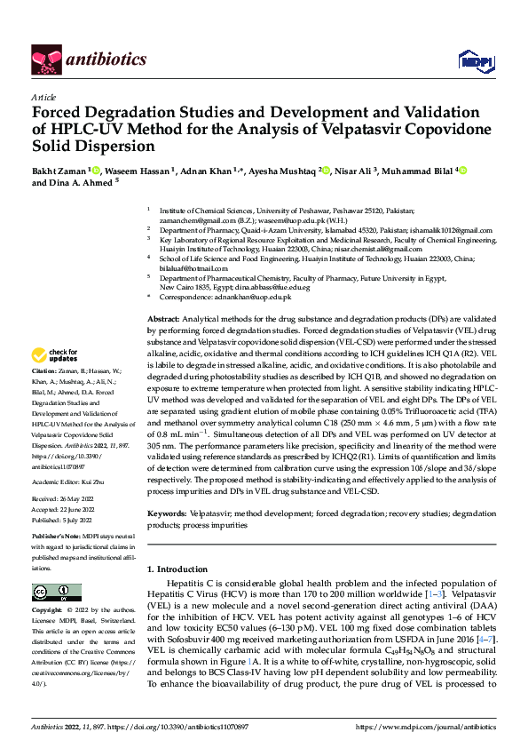 (PDF) Forced Degradation Studies and Development and Validation of HPLC-UV Method for the ...