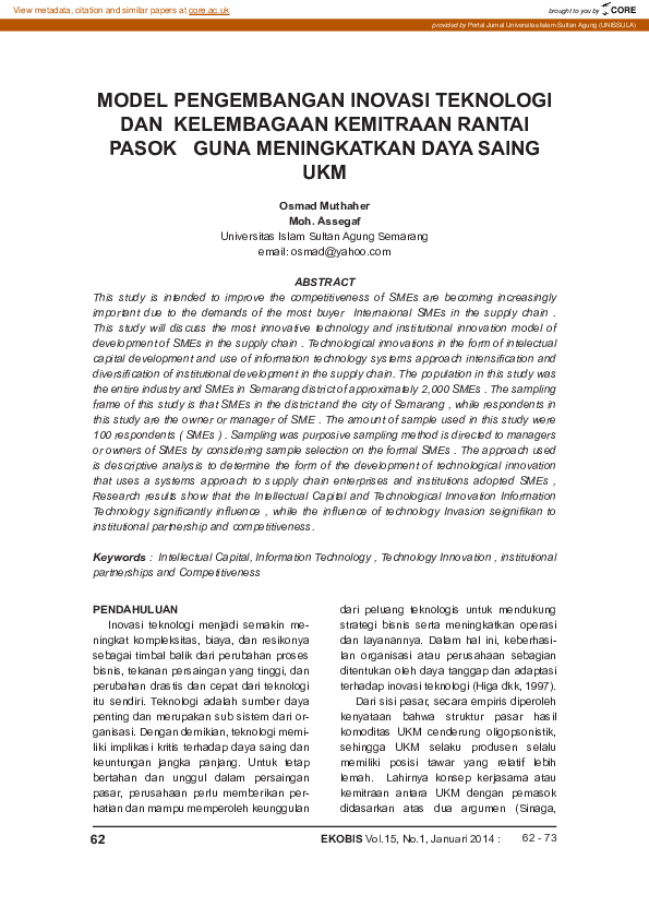 (PDF) Model Pengembangan Inovasi Teknologi Dan Kelembagaan Kemitraan ...