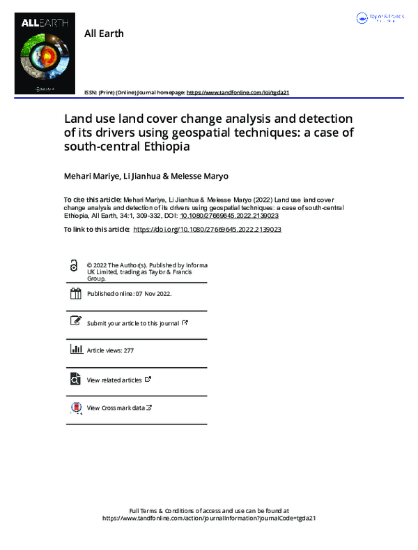 (PDF) Land use land cover change analysis and detection of its drivers using geospatial ...