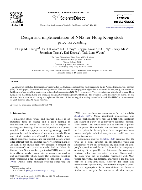 (PDF) Design and implementation of NN5 for Hong Kong stock price ...