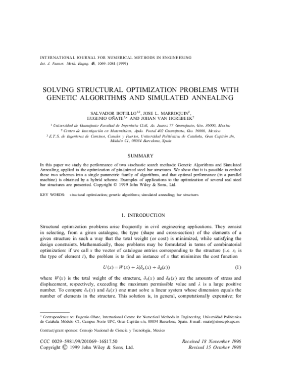 (PDF) Solving structural optimization problems with genetic algorithms and simulated annealing
