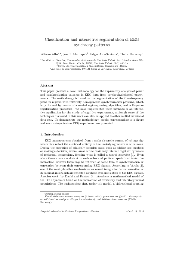 (PDF) Classification and interactive segmentation of EEG synchrony patterns | José Marroquín ...