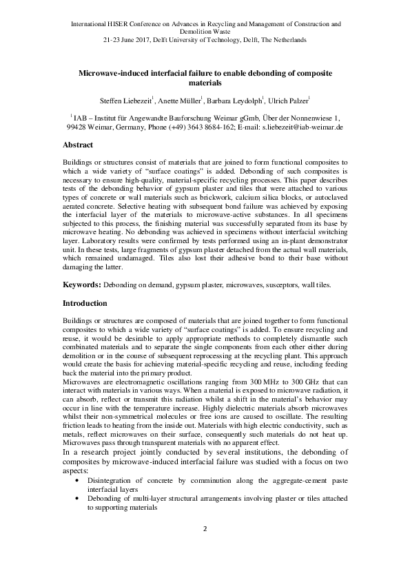 (PDF) Microwave-induced interfacial failure to enable debonding of ...