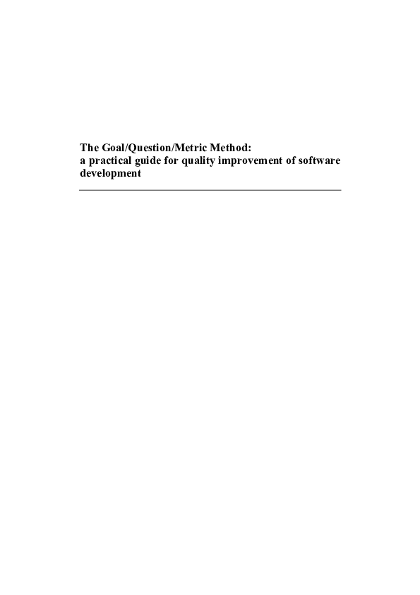 (PDF) The Goal/Question/Metric Method