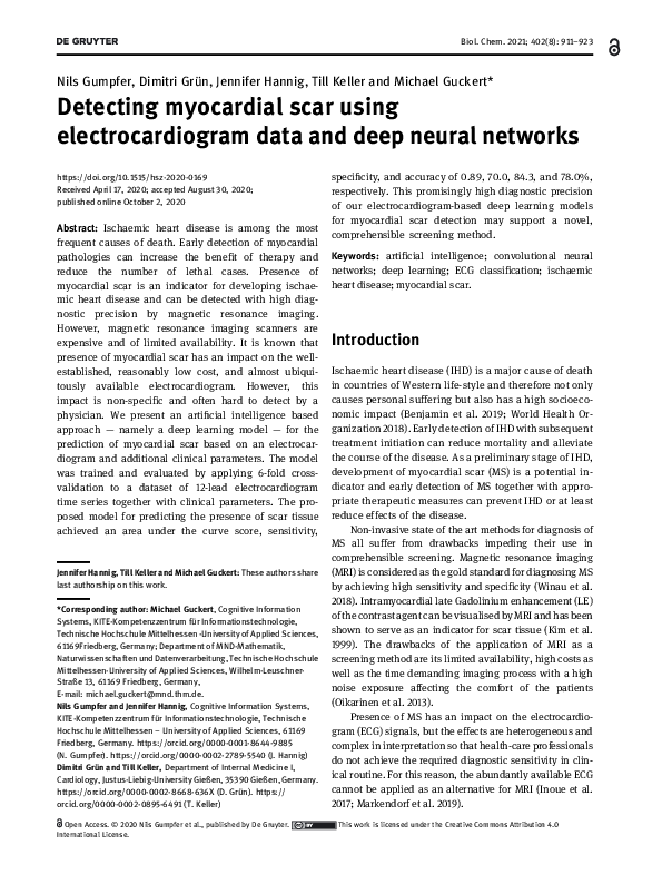 Pdf Detecting Myocardial Scar Using Electrocardiogram Data And Deep Neural Networks Till