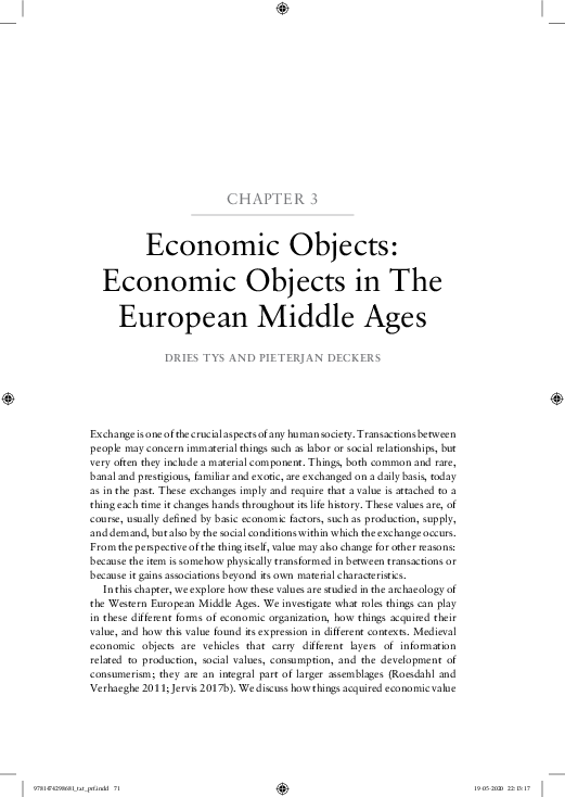 (PDF) Economic Objects: Economic Objects in The European Middle Ages