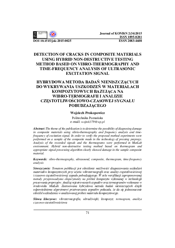 Pdf Detection Of Cracks In Composite Materials Using Hybrid Non