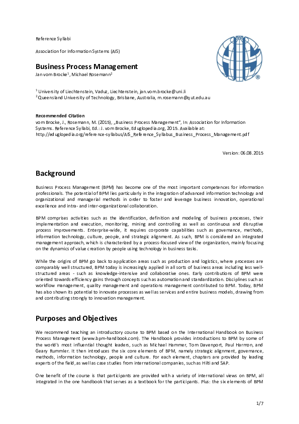 (PDF) Business Process Management