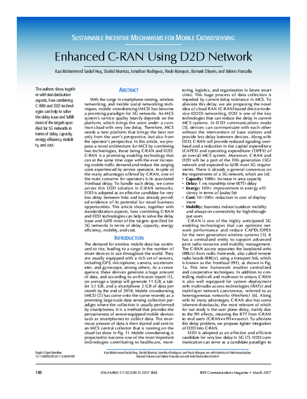 (PDF) Enhanced C-RAN Using D2D Network