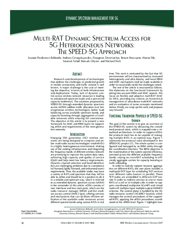 Pdf Multi Rat Dynamic Spectrum Access For 5g Heterogeneous Networks The Speed 5g Approach