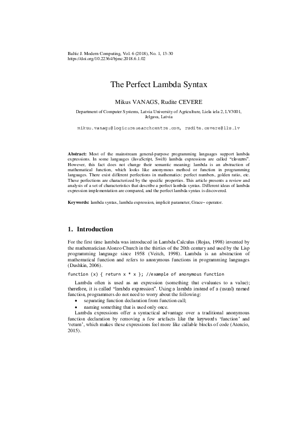 (PDF) The Perfect Lambda Syntax