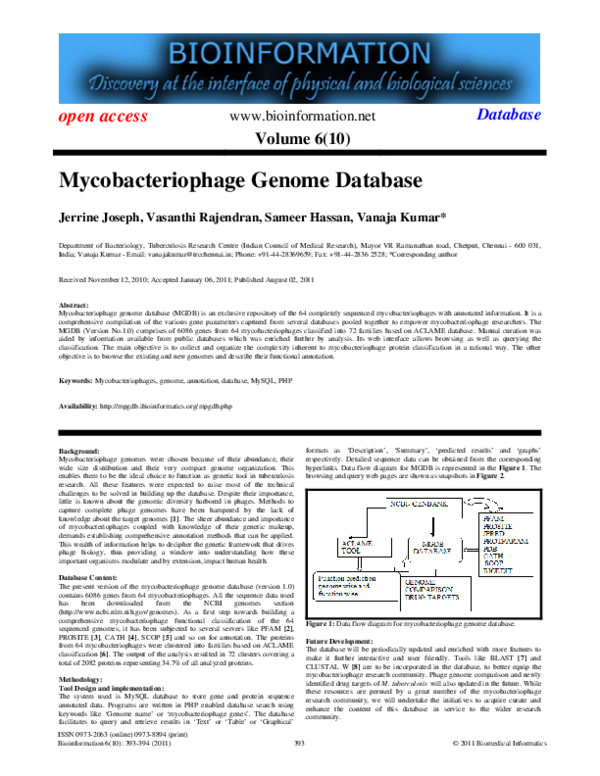 (PDF) Mycobacteriophage Genome Database