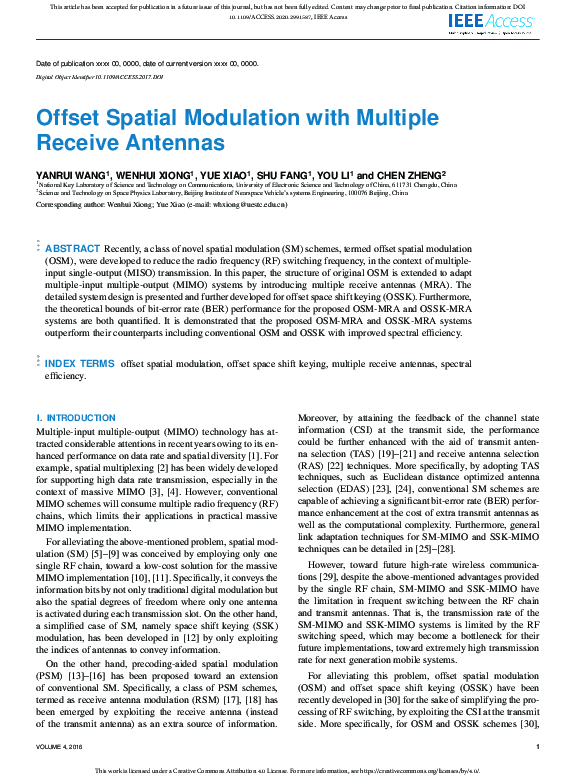 (PDF) Offset Spatial Modulation with Multiple Receive Antennas