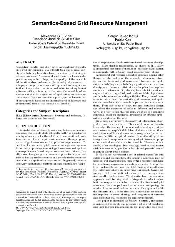 (PDF) Semantics-based grid resource management
