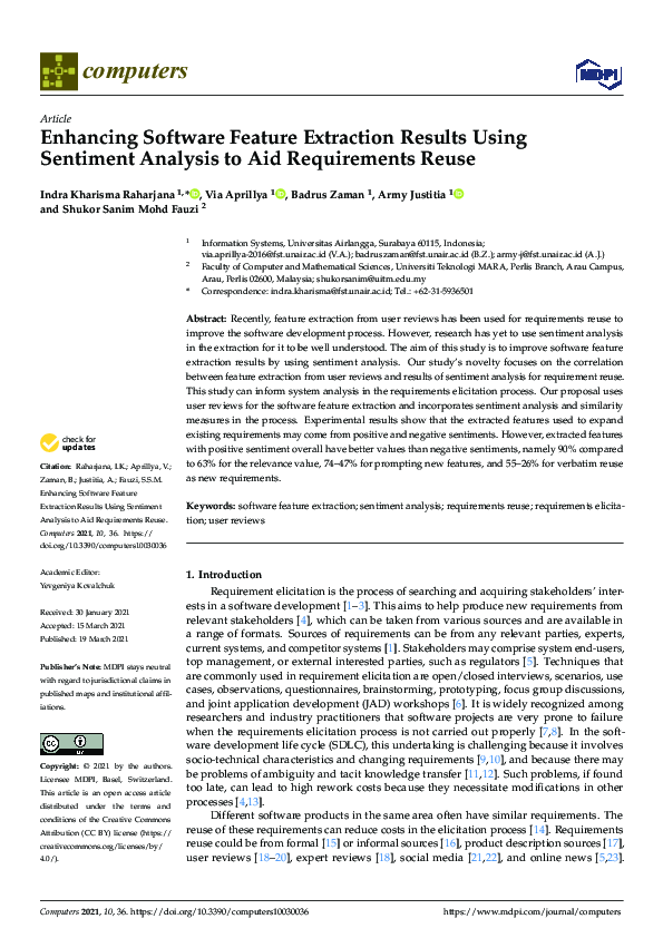 (PDF) Enhancing Software Feature Extraction Results Using Sentiment Analysis to Aid Requirements ...