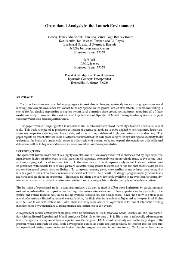 (PDF) Operational Analysis in the Launch Environment | George James - Academia.edu