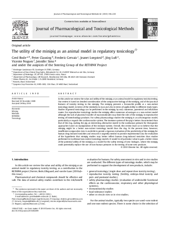 (PDF) The utility of the minipig as an animal model in regulatory ...