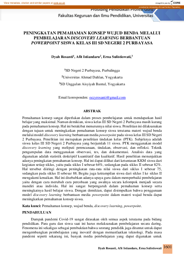 (PDF) Peningkatan Pemahaman Konsep Wujud Benda Melalui Pembelajaran ...