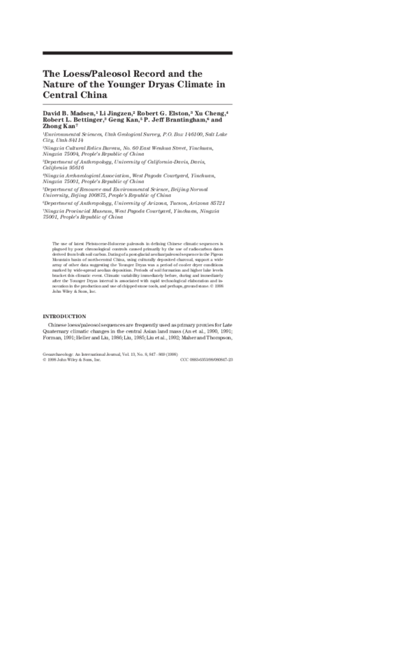 (PDF) The Loess/Paleosol record and the nature of the younger Dryas ...