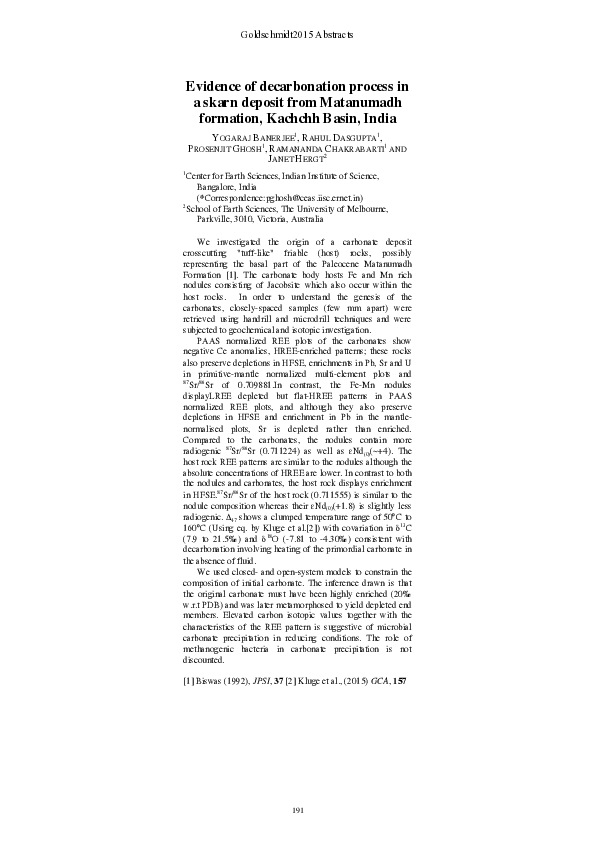 (PDF) Evidence of decarbonation process in a skarn deposit from ...