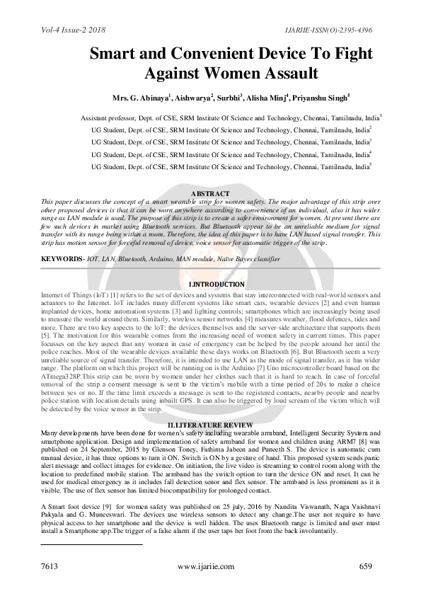 (PDF) Smart and Convenient Device To Fight Against Women Assault