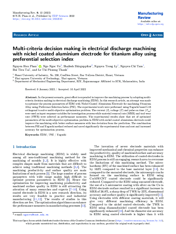 (PDF) Multi-criteria decision making in electrical discharge machining ...