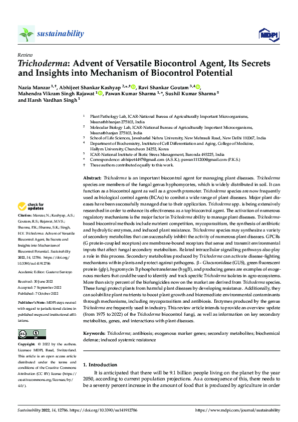 (PDF) Trichoderma: Advent of Versatile Biocontrol Agent, Its Secrets ...