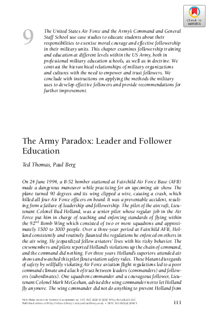 (PDF) The Army Paradox: Leader and Follower Education