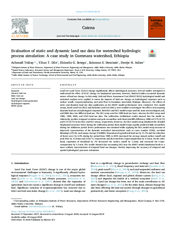 (PDF) Evaluation of static and dynamic land use data for watershed ...