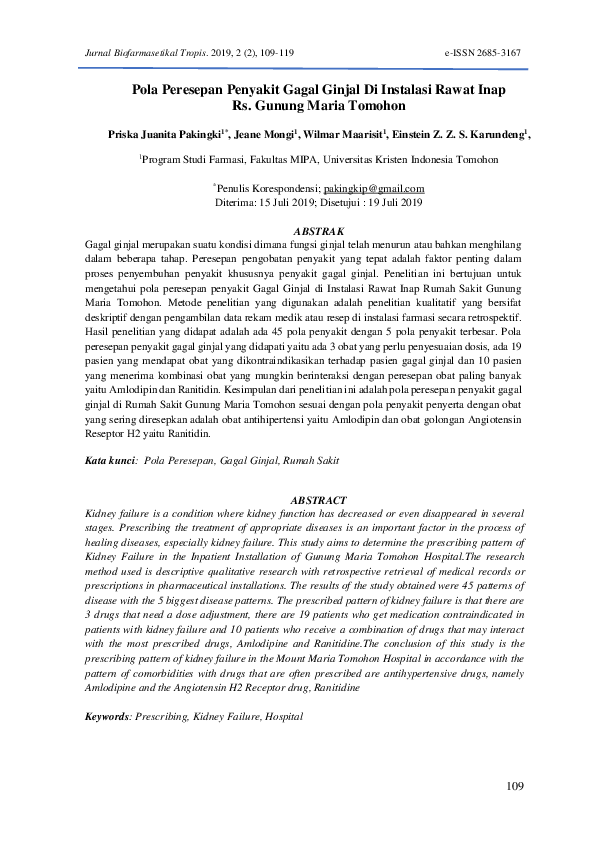 (PDF) Pola Peresepan Penyakit Gagal Ginjal Di Instalasi Rawat Inap Rs ...