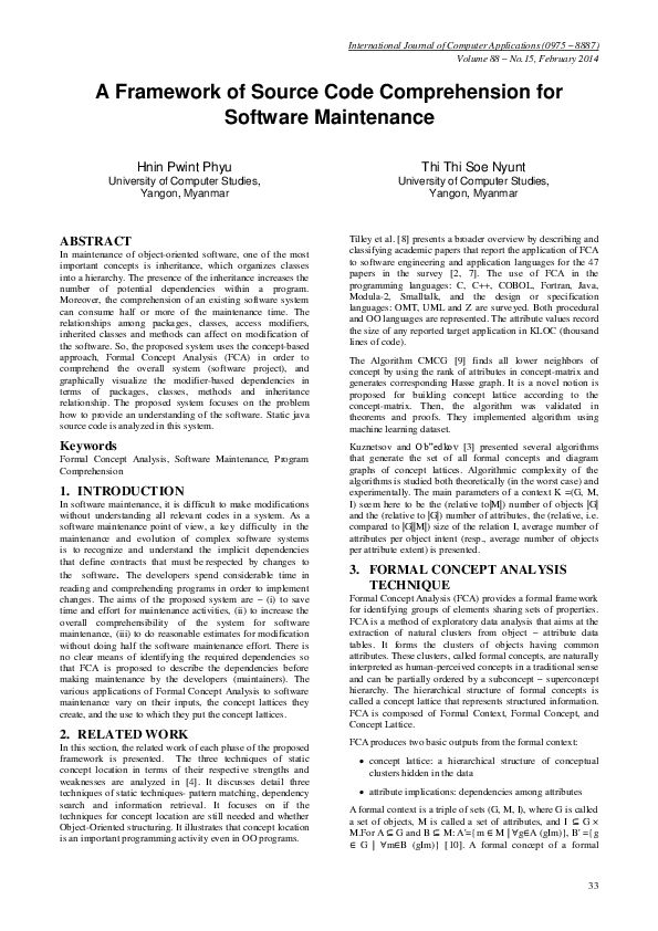 (PDF) A Framework of Source Code Comprehension for Software Maintenance