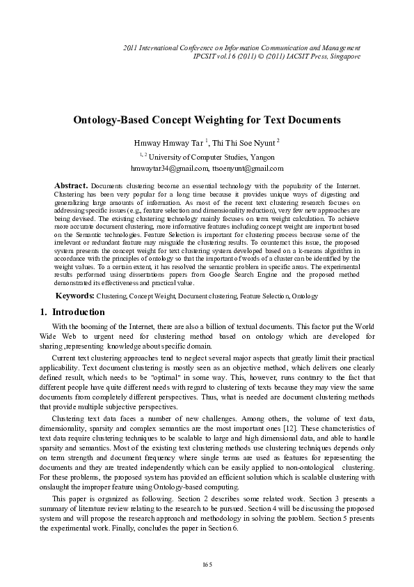 (PDF) Ontology-Based Concept Weighting For Text Documents