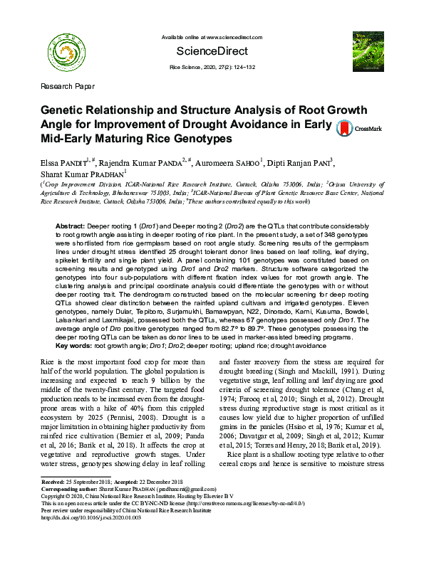 (PDF) Genetic Relationship and Structure Analysis of Root Growth Angle ...