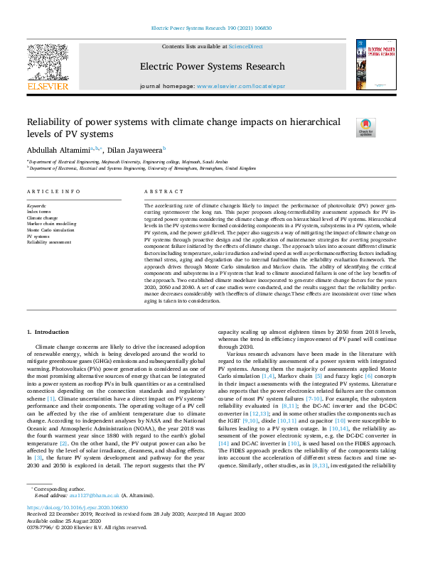 (PDF) Reliability of power systems with climate change impacts on ...