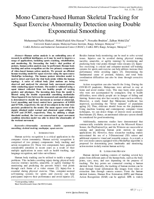 (PDF) Mono Camera-based Human Skeletal Tracking for Squat Exercise Abnormality Detection using ...