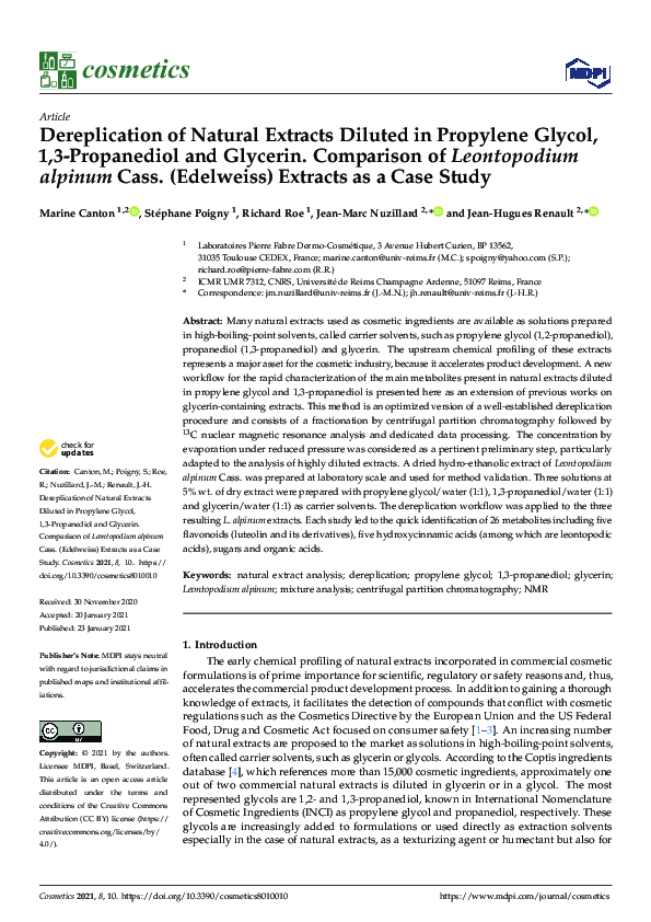 (PDF) Dereplication of Natural Extracts Diluted in Propylene Glycol, 1 ...