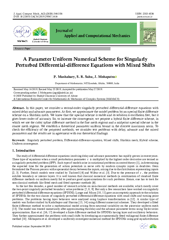 (PDF) A parameter uniform numerical scheme for singularly perturbed differential-difference ...