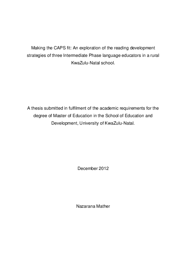 Pdf Making The Caps Fit An Exploration Of The Reading Development