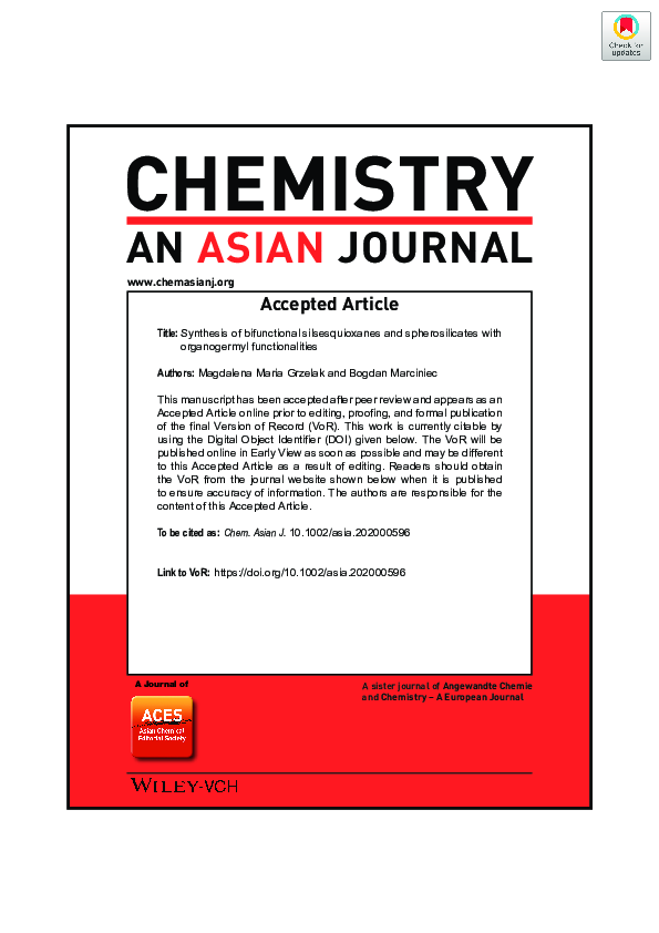 (PDF) Synthesis of Bifunctional Silsesquioxanes and Spherosilicates ...