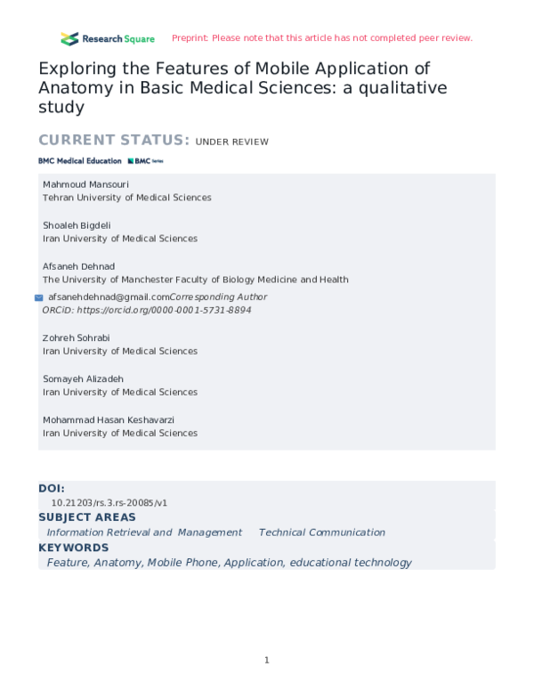 Pdf Exploring The Features Of Mobile Application Of Anatomy In Basic